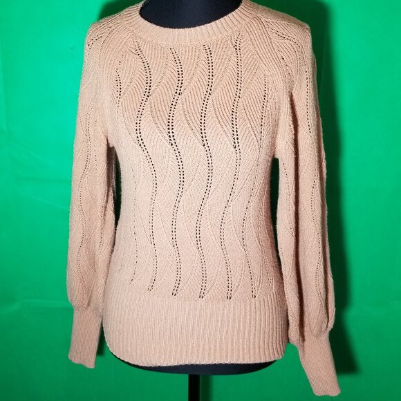 Express | Sweaters | Express Womens Xs Tan Cable Knit Sweater Balloon ...